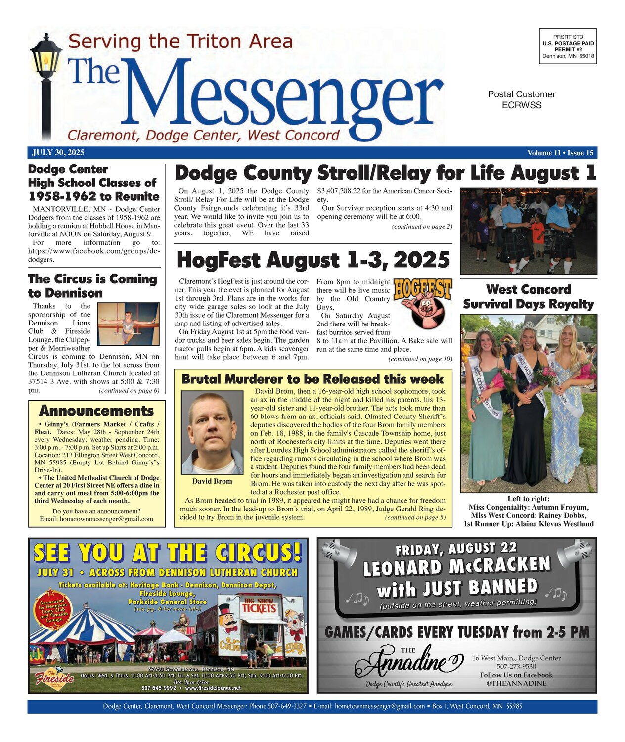 The Messenger August 2025 Issue 1 - West Concord Messenger